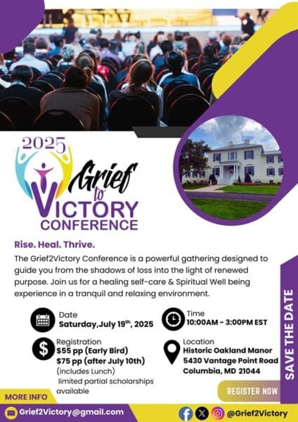 Invitation to Grief to Victory Conference on July 19th, 2025