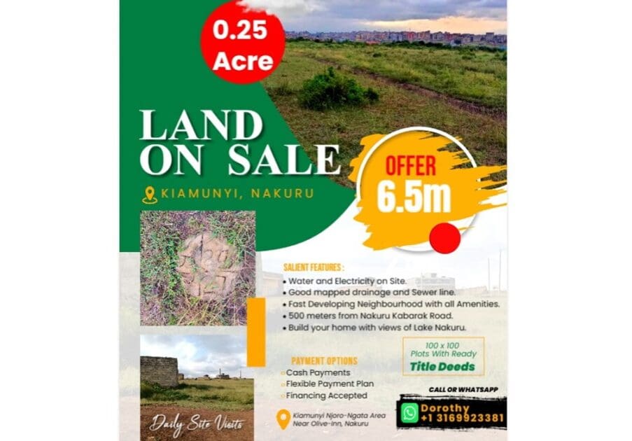 Land Sale By Owner At Kiamunyi In Nakuru With Ready Title Deeds